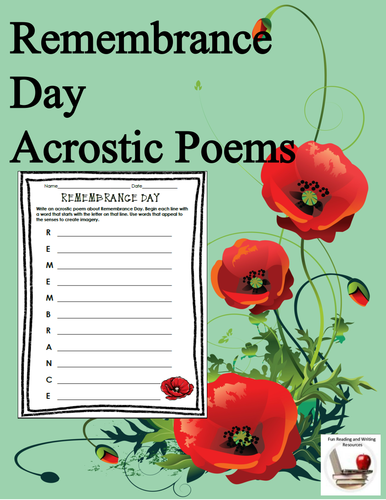 Remembrance Day Acrostic Poems | Teaching Resources
