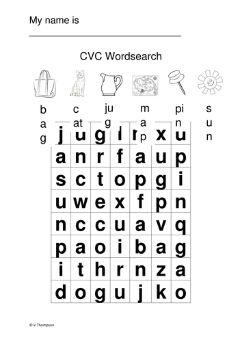 Wordsearch CVC words | Teaching Resources