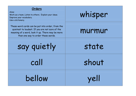 Ordering vocabulary game | Teaching Resources