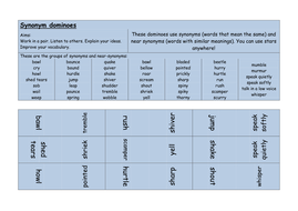 Synonym dominoes | Teaching Resources