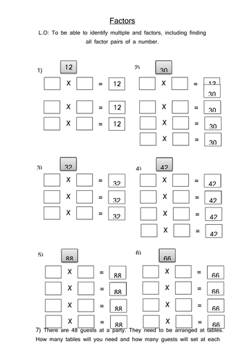 Multiples and Factors UKS2 PowerPoint and Differentiated Activities ...
