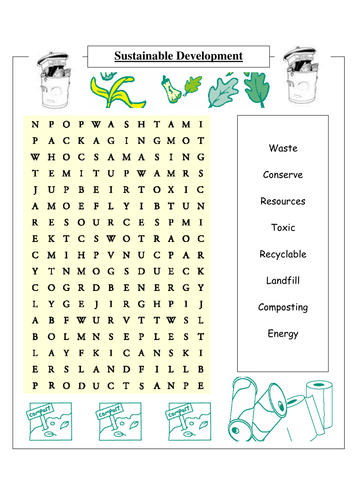 sustainable development wordsearch | Teaching Resources