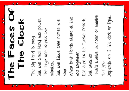 TELLING THE TIME TEACHING RESOURCES EYFS KS 1-2 MATHS NUMERACY OCLOCK ...