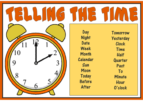 TELLING THE TIME TEACHING RESOURCES EYFS KS 1-2 MATHS NUMERACY OCLOCK ...