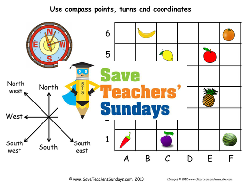 Coordinates Compass Points and Turns KS2 Worksheets, Lesson Plans and ...