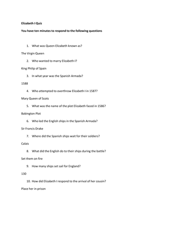 Queen Elizabeth and life in Elizabethan England | Teaching Resources