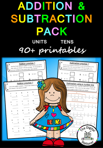 Addition and Subtraction Pack Whole Numbers (Units & Tens) (suitable UK ...