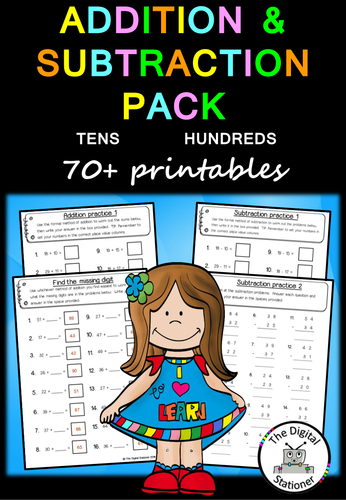 Addition and Subtraction Pack Whole Numbers (Tens & Hundreds) (suitable ...