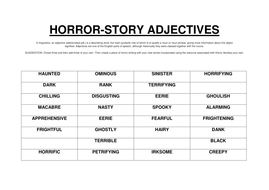 HORROR/GOTHIC ADJECTIVES by EYEOFTHEFLY - Teaching Resources - Tes