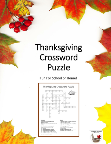 Thanksgiving Crossword Puzzle | Teaching Resources
