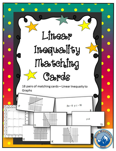 Linear Inequality with Graphs Matching Card Set | Teaching Resources