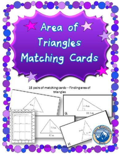 Area of Triangles Matching Card Set | Teaching Resources