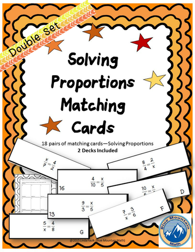 Solving Proportions Matching Card Set--2 Deck Set | Teaching Resources