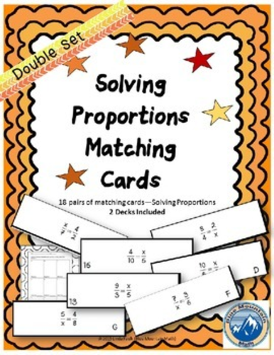 Solving Proportions Matching Card Set--2 Deck Set | Teaching Resources