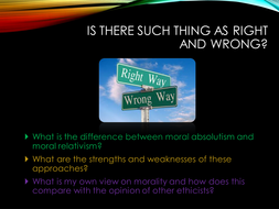 Difference between absolute and relative morality | Teaching Resources