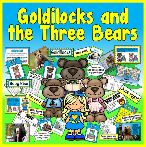 GOLDILOCKS AND THREE BEARS STORY TEACHING RESOURCES EYFS KS 1-2 ...