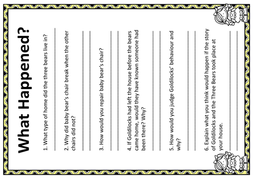 GOLDILOCKS AND THREE BEARS STORY TEACHING RESOURCES EYFS KS 1-2 ...