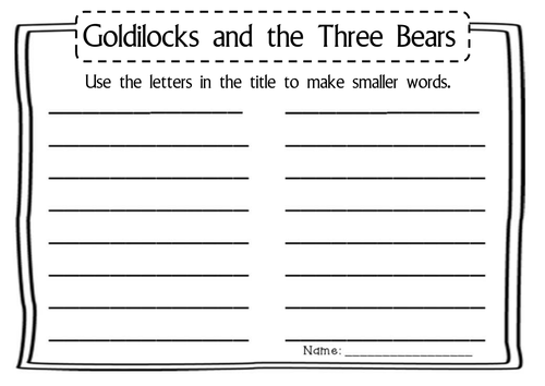 GOLDILOCKS AND THREE BEARS STORY TEACHING RESOURCES EYFS KS 1-2 ...