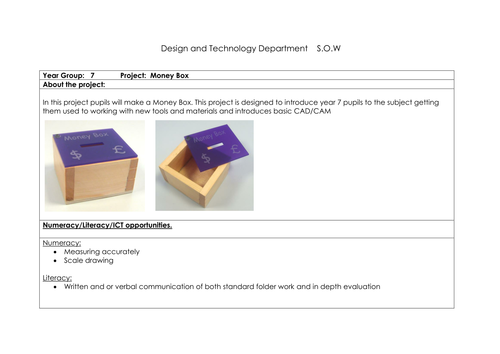 KS3 RM Money Box Project - SoW & Powerpoint | Teaching Resources
