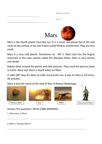 Read about Mars | Teaching Resources