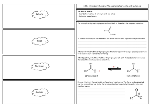 A Level Chemistry: Carboxylic Acids | Teaching Resources
