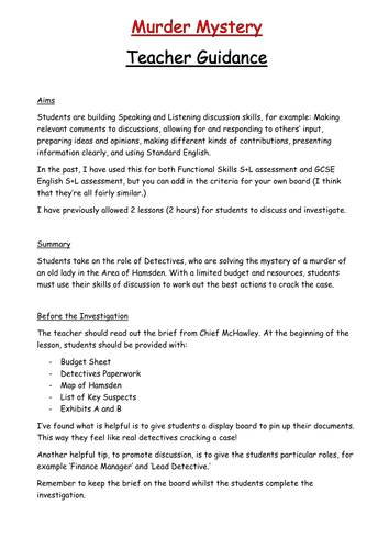 Murder Mystery Investigation! | Teaching Resources