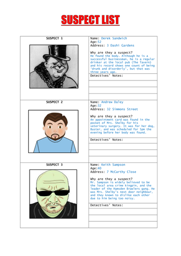 Murder Mystery Investigation! | Teaching Resources