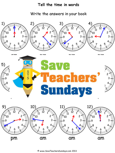 Telling the Time in Words KS2 Worksheets, Lesson Plans, PowerPoint and ...