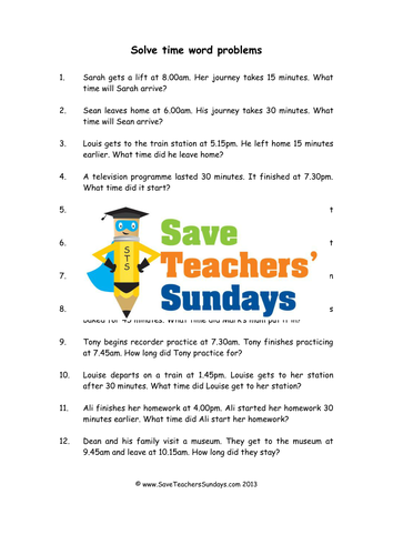 Time Word Problems KS2 Worksheets, Lesson Plans and Model Worksheet ...