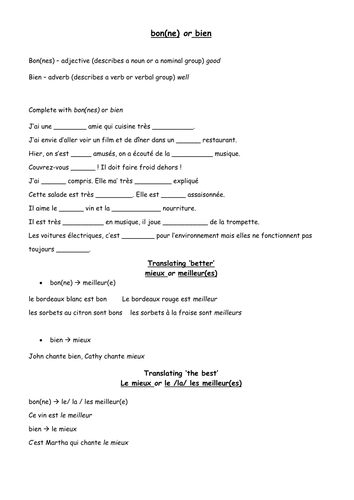 A-level French grammar | Teaching Resources