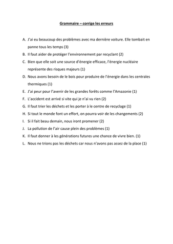 French GCSE - l'environnement | Teaching Resources