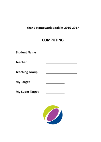 Year 7 Computing Homework Booklet | Teaching Resources