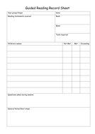 Guided Reading record sheet | Teaching Resources