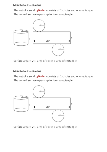 Volume & Surface Area Cylinder | Teaching Resources