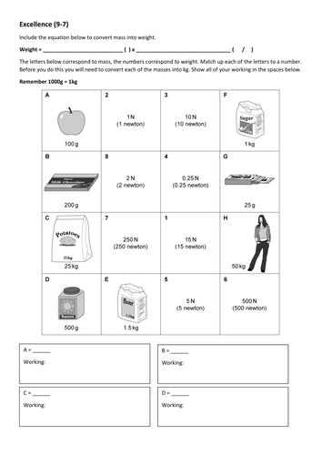 Differentiated lesson on mass and weight | Teaching Resources