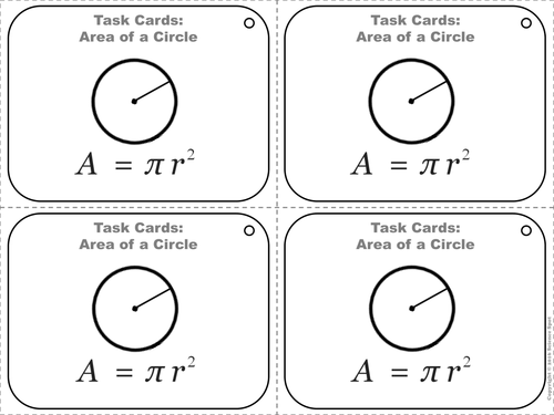 Area of a Circle Task Cards | Teaching Resources
