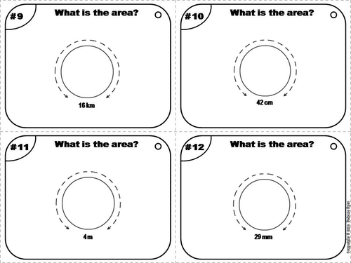 Area of a Circle Task Cards | Teaching Resources