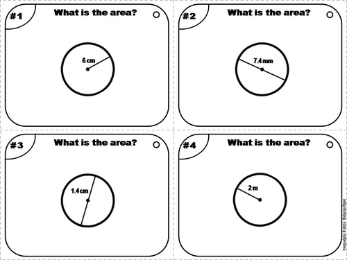 Area of a Circle Task Cards | Teaching Resources