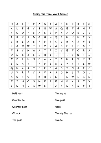 Telling the Time Word Search | Teaching Resources