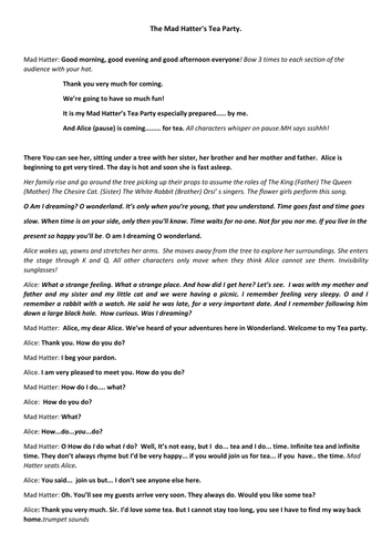 The Mad Hatter's Tea Party | Teaching Resources