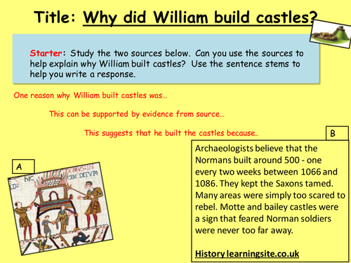 Why did William build castles? (Lesson 7 - Norman Conquest) | Teaching ...