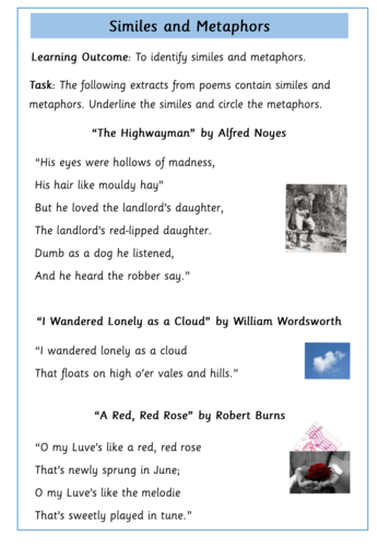 Personification, Alliteration, Similes and Metaphors 47 Worksheets ...
