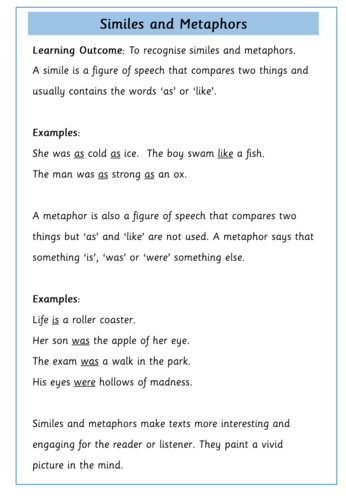 Personification, Alliteration, Similes and Metaphors | Teaching Resources