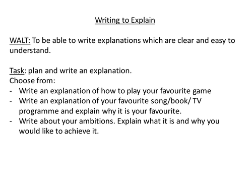 Writing To Explain | Teaching Resources