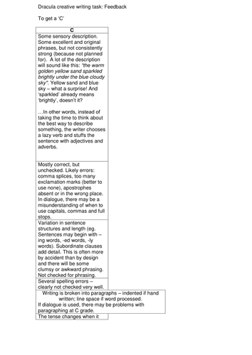 Dracula by Bram Stoker GCSE Descriptive Writing Assignment and ...