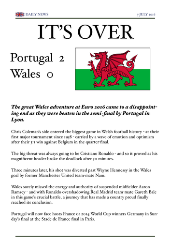 Writing Match Reports | Teaching Resources