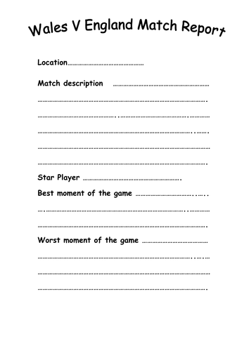 Writing Match Reports | Teaching Resources