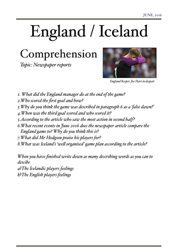 Writing Match Reports | Teaching Resources