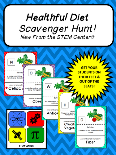 Nutrition: Healthful Diet SCAVENGER HUNT! | Teaching Resources