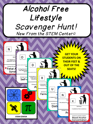 Drug Use: An Alcohol Free Lifestyle SCAVENGER HUNT! | Teaching Resources